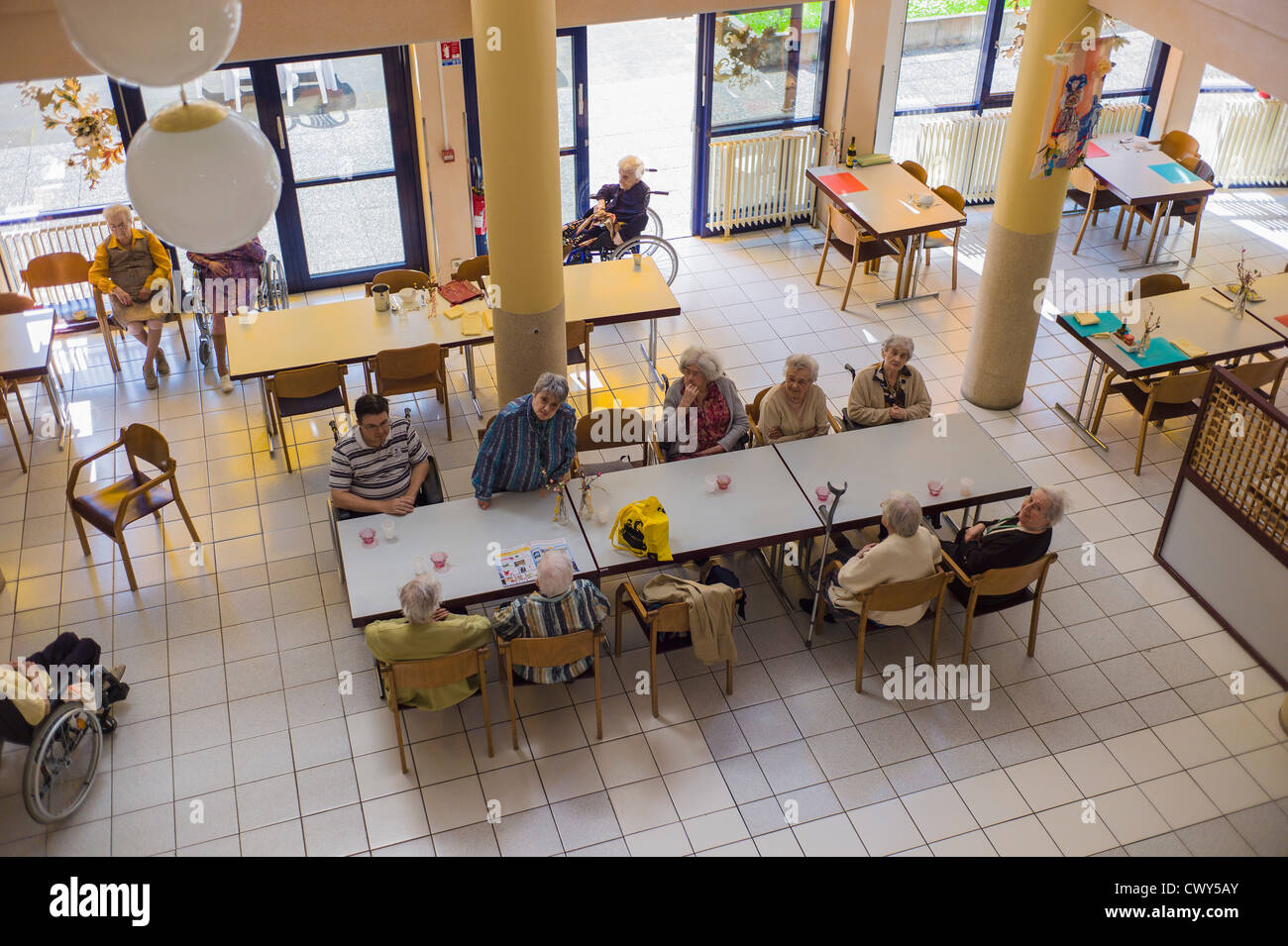 Residents in retirement home EHPAD, Strasbourg Alsace France Europe ...