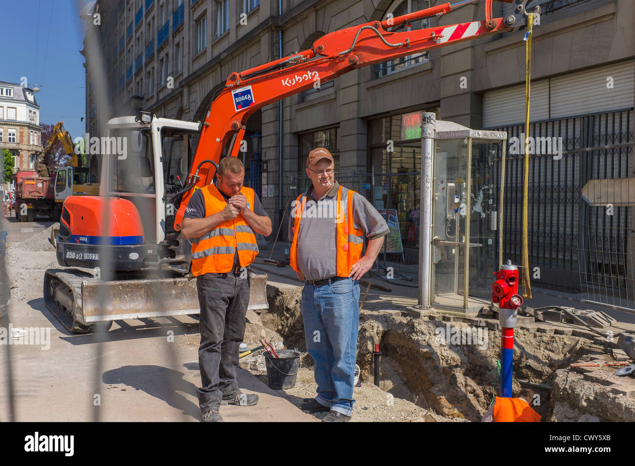 Civil engineering workers, Strasbourg, Alsace, France, Europe Stock ...