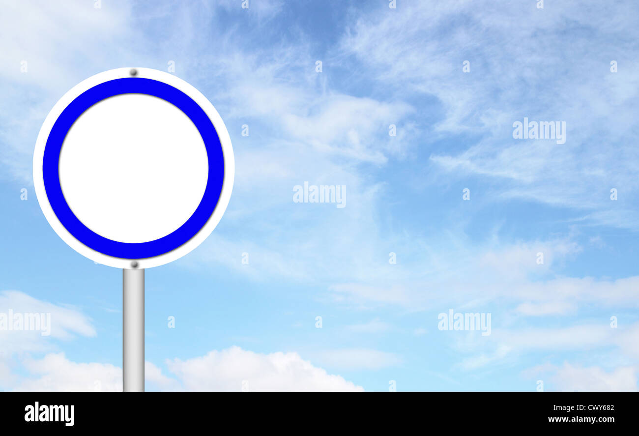 blank circle sign with blue sky background Stock Photo - Alamy