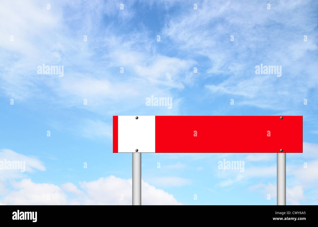 red sign with blue sky background Stock Photo - Alamy