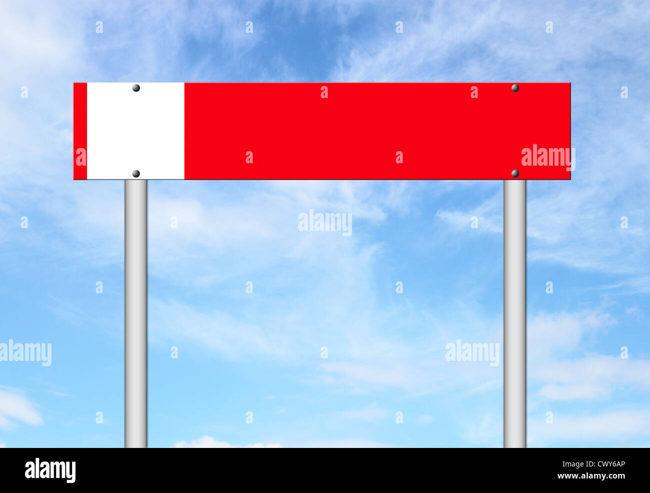 red sign with blue sky background Stock Photo - Alamy