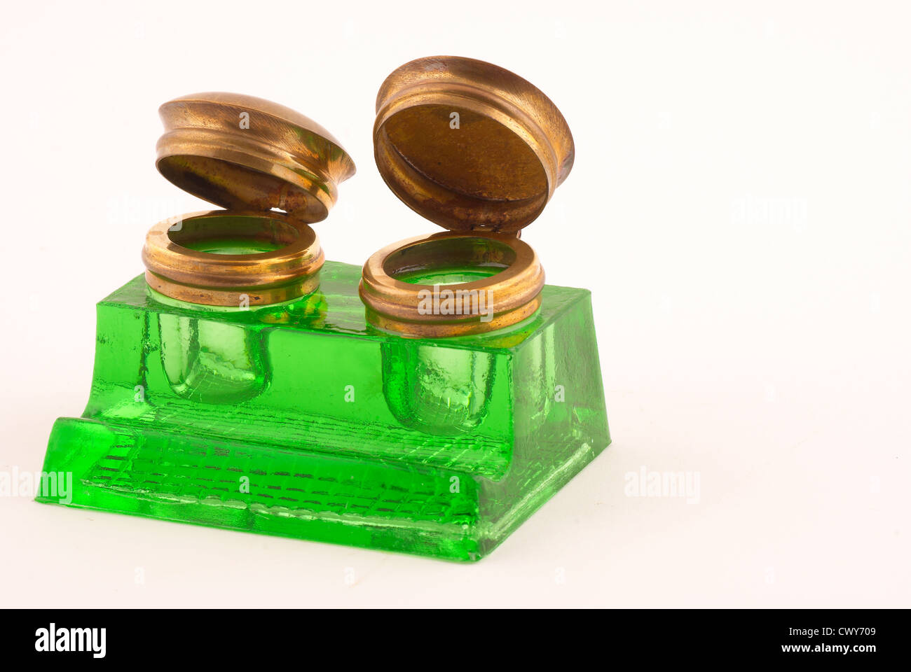 Classic handcrafted crystal inkwell isolated on white Stock Photo - Alamy