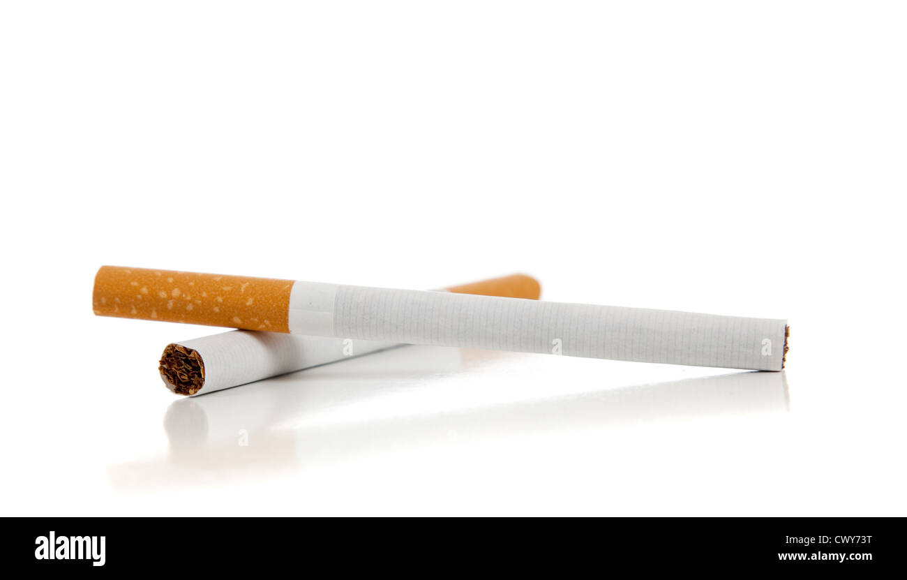 Two cigarettes on a white background with copy space Stock Photo - Alamy