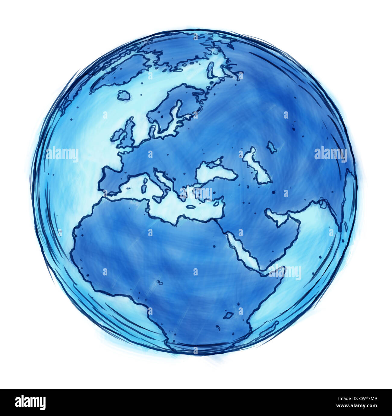 Europe and European union sketch drawing and doodle of countries ...
