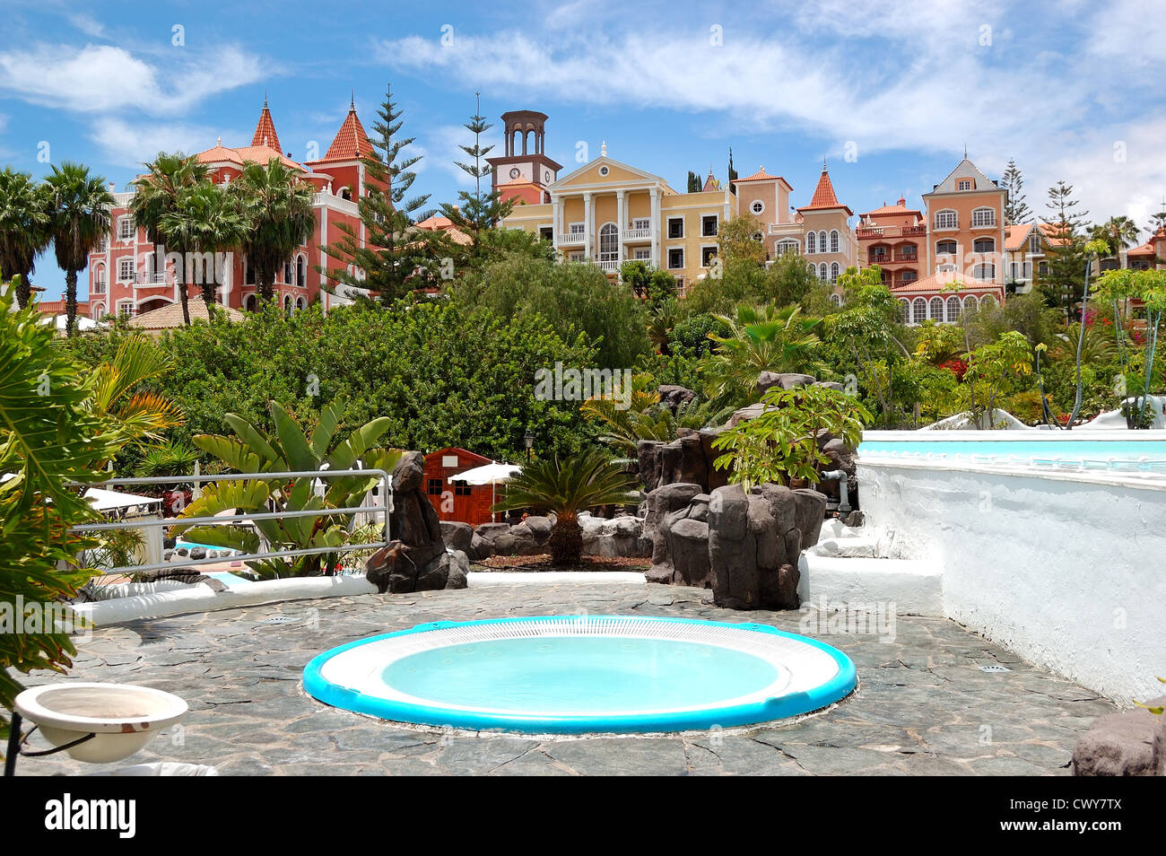 Outdoor jacuzzi at the luxury hotel, Tenerife, island, Spain Stock ...