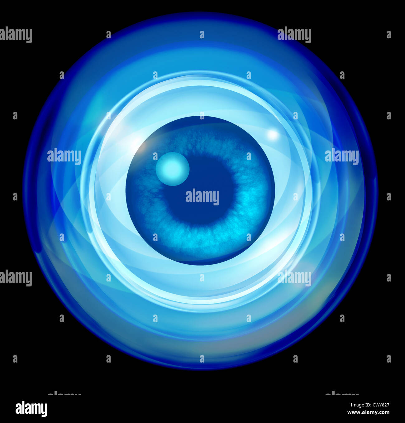 Future vision business concept with a crystal ball and an eye symbol ...