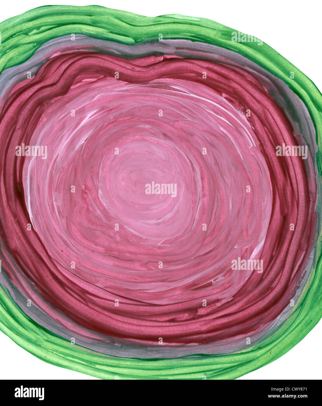 Round dark red shape in tempera paint over white Stock Photo - Alamy