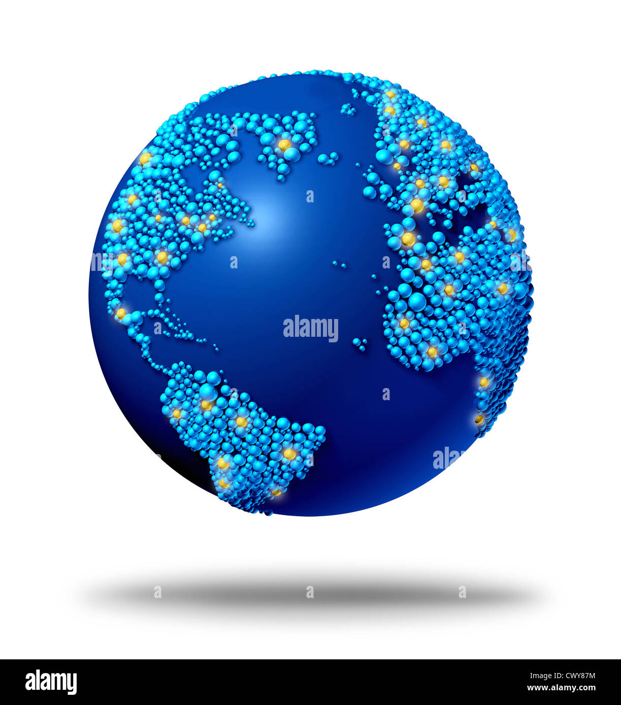 Global connections and communications symbol concept with a blue ...