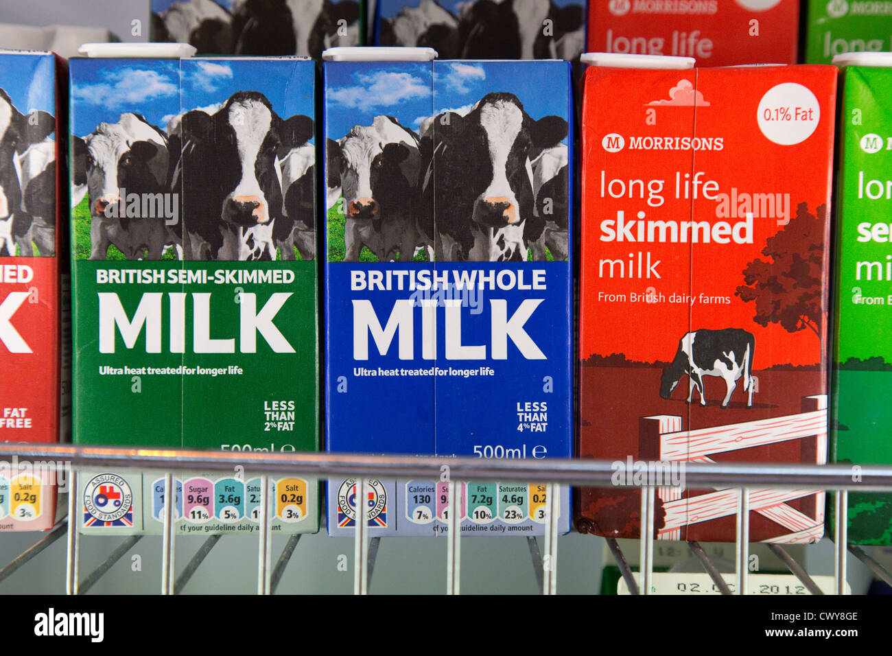 British Milk on display Stock Photo - Alamy