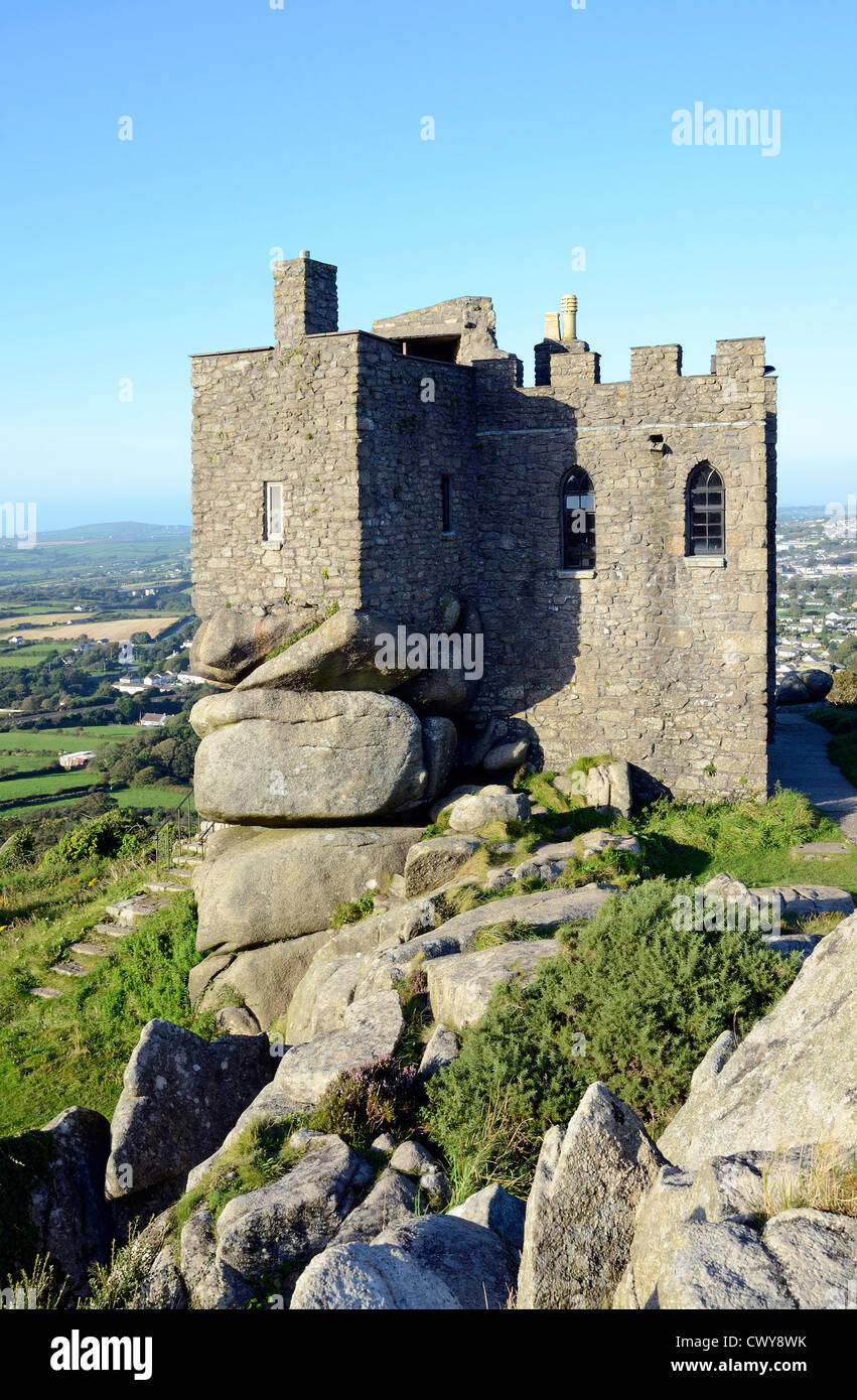 Carn Brea castle overlooking Redruth in Cornwall, UK Stock Photo - Alamy