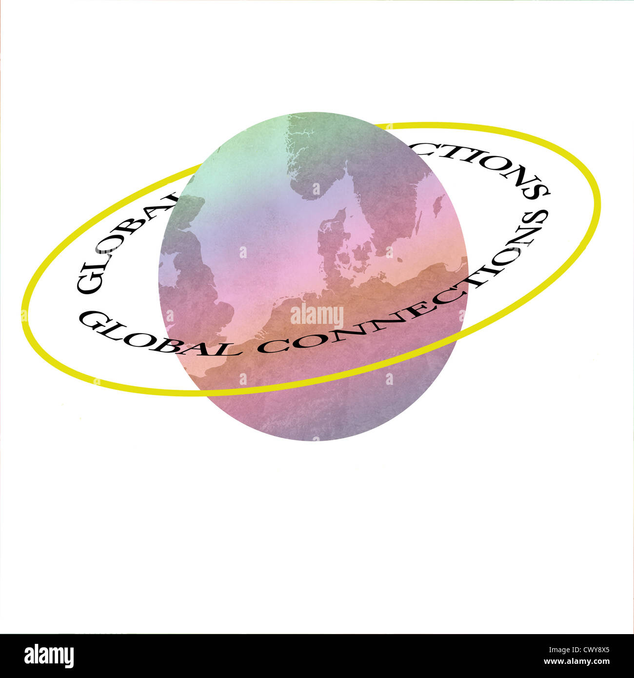 Global Connections in black print encircles a colorful world globe ...