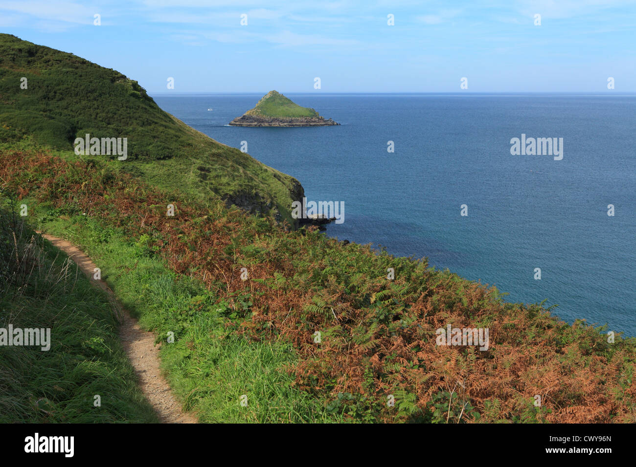 Rumps point with Mouls Island from coastal path, North Cornwall ...