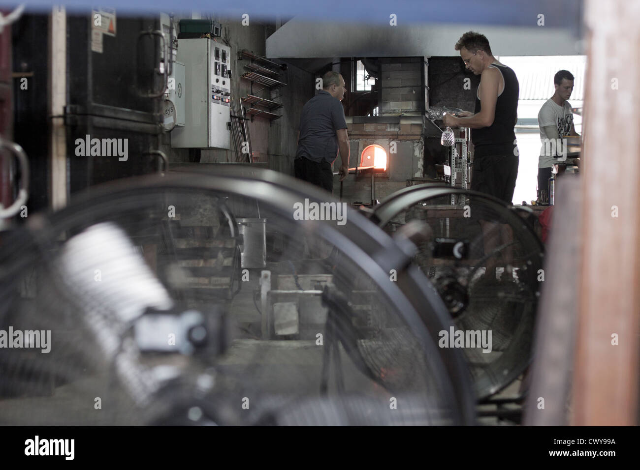 Detail of small glass factory and glassmakers working Stock Photo - Alamy