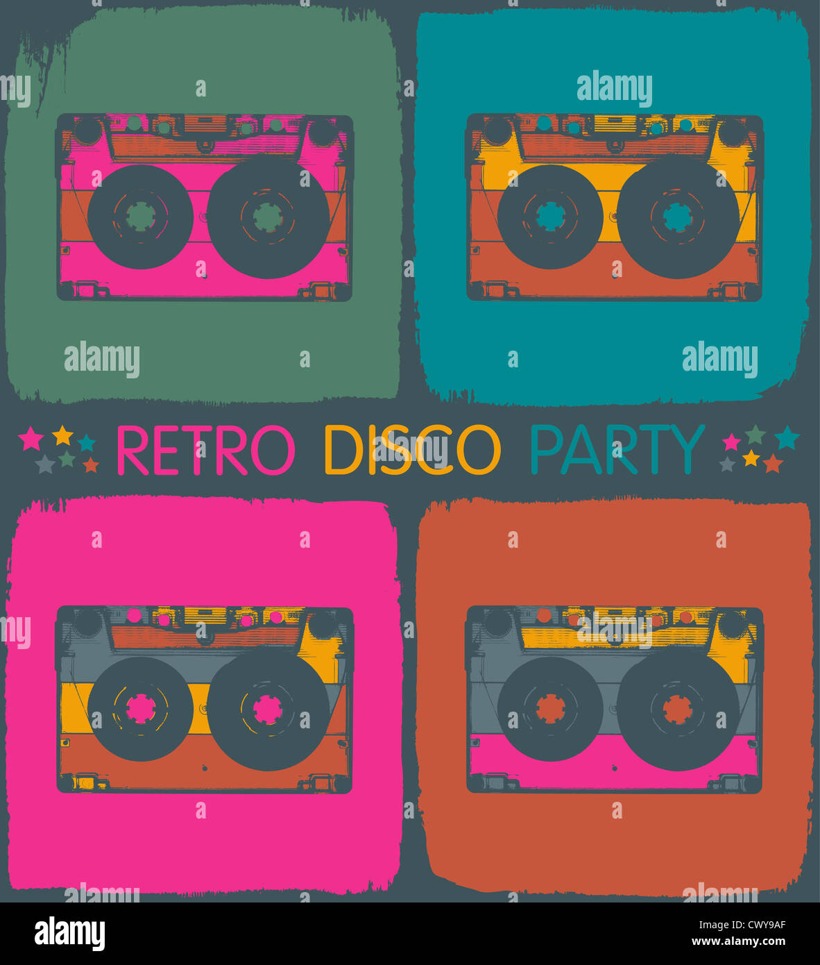 Retro disco party invitation in pop-art style Stock Photo - Alamy