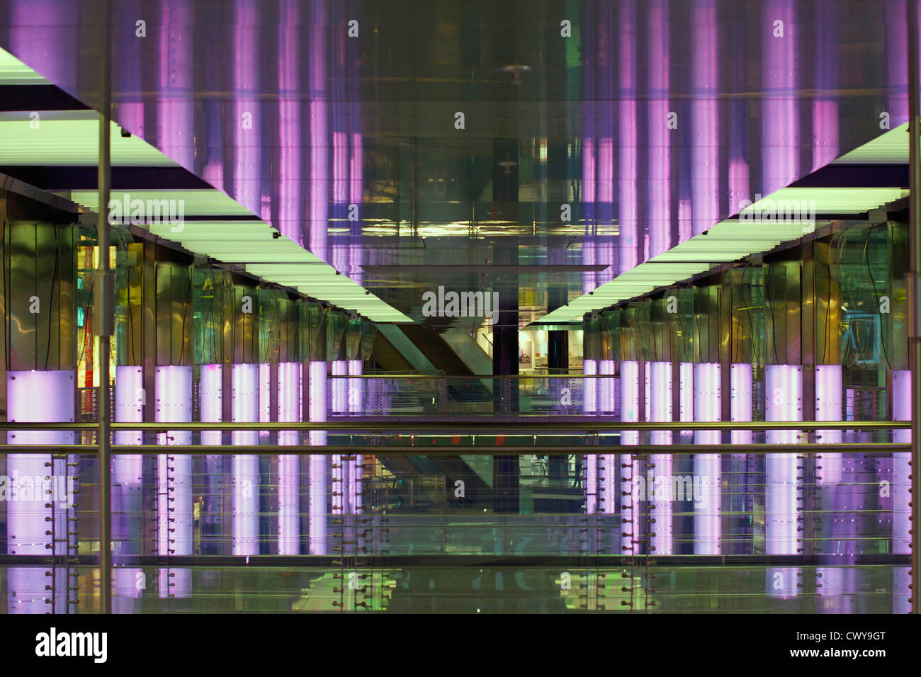 Interior of a futuristic looking mall Stock Photo - Alamy