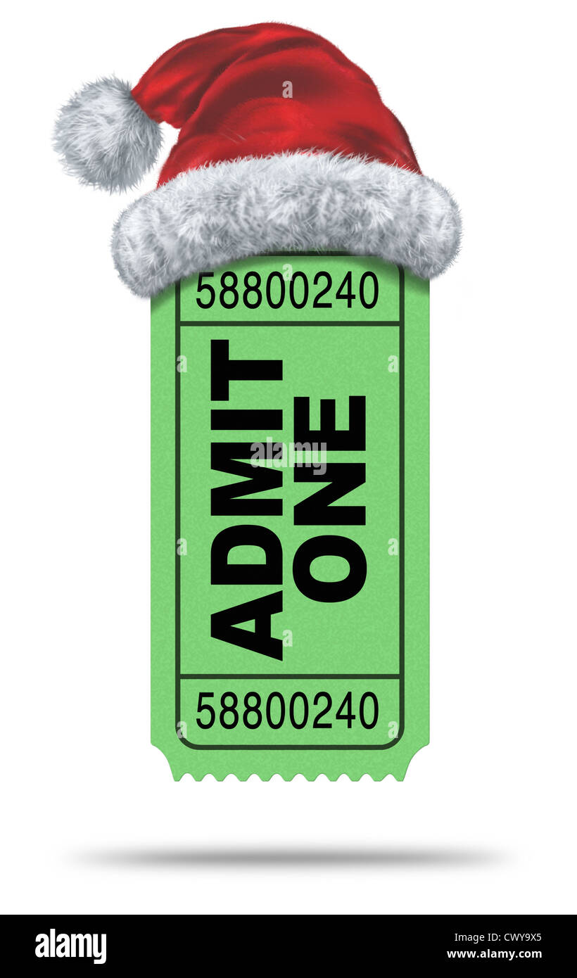 Holiday movies and Christmas movie flicks with a green admit one ticket ...