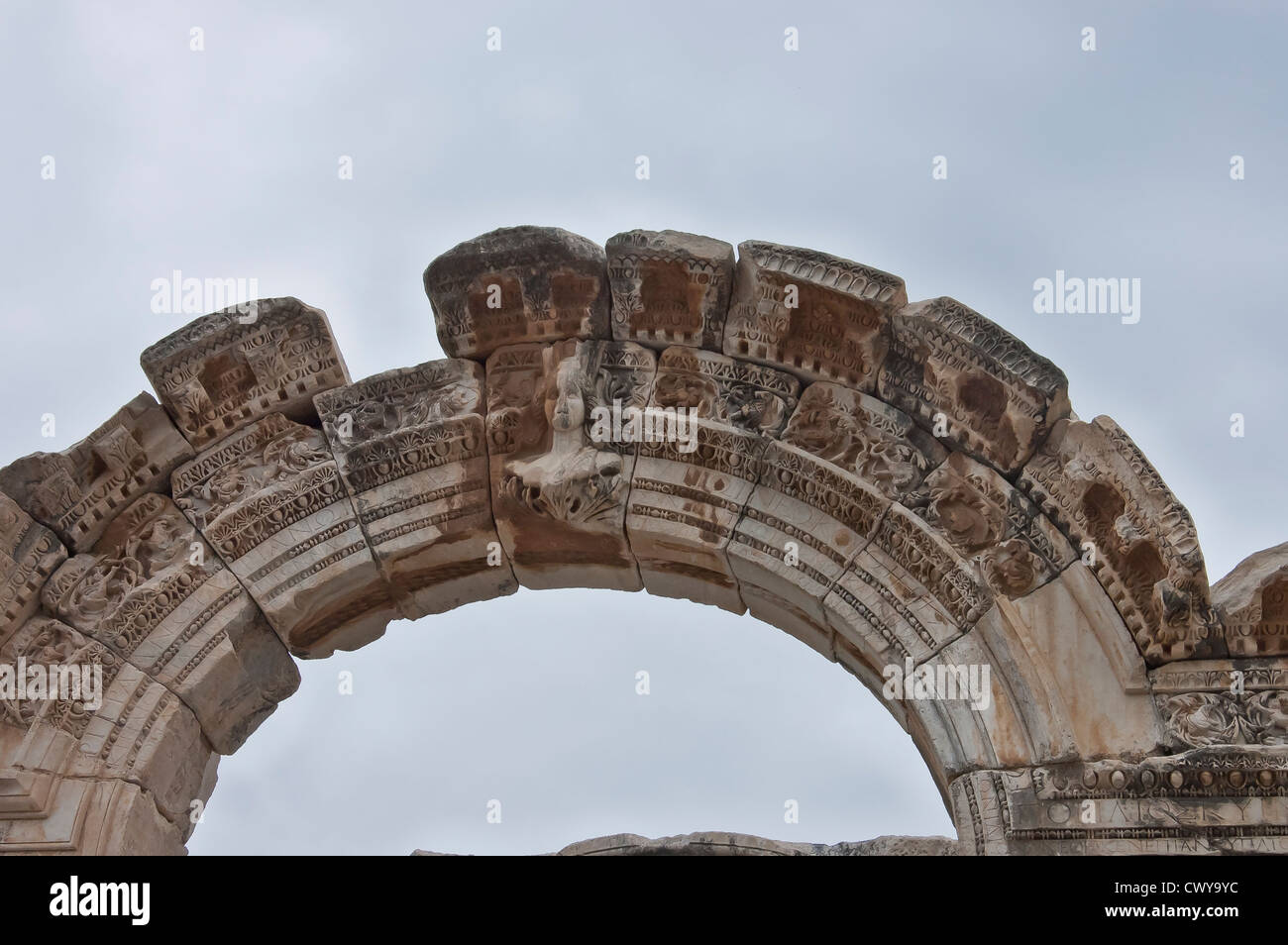 details of the arch of the Temple of Hadrian. in Ephesus, Turkey Stock ...