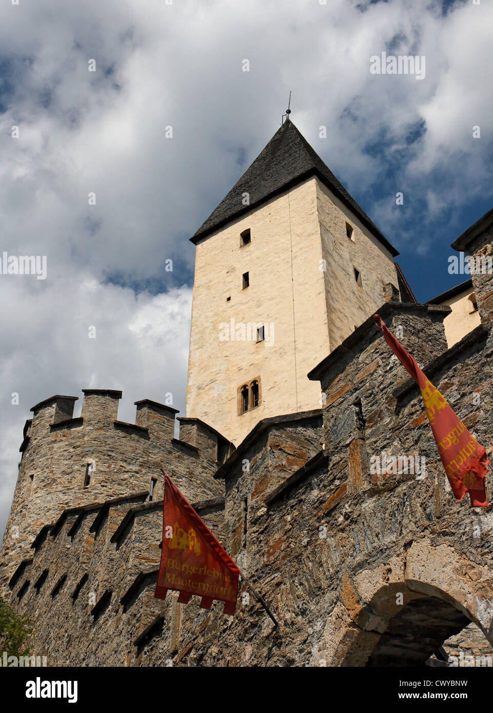 Main tower (keep) of the medieval Mauterndorf castle near Salzburg ...