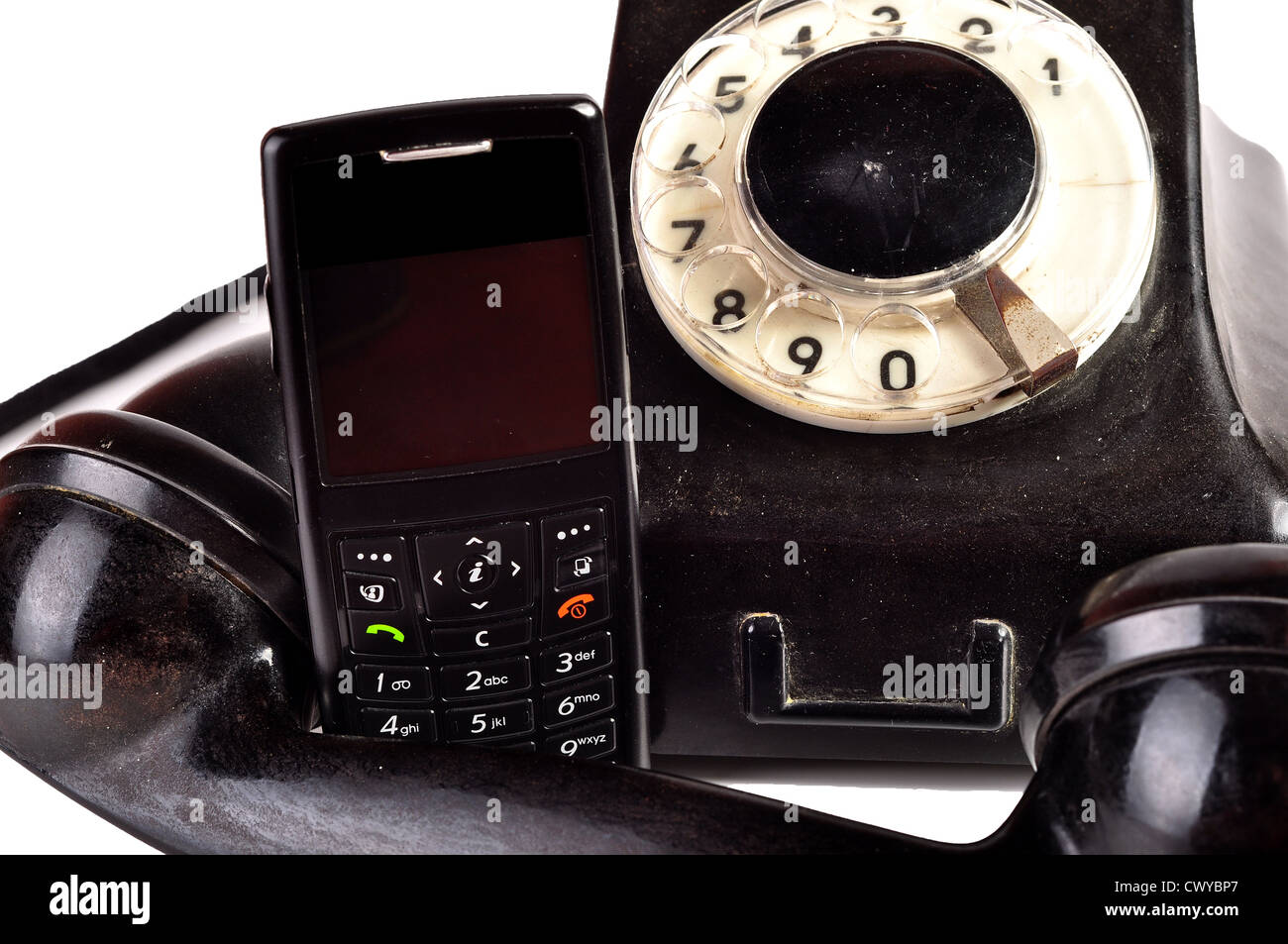 Photo of modern phone and old phone compared with themselves Stock ...