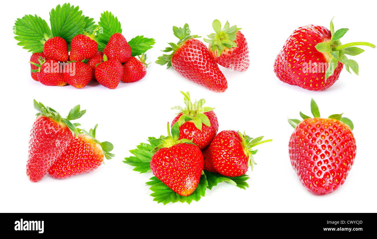Strawberry set isolated on white Stock Photo - Alamy