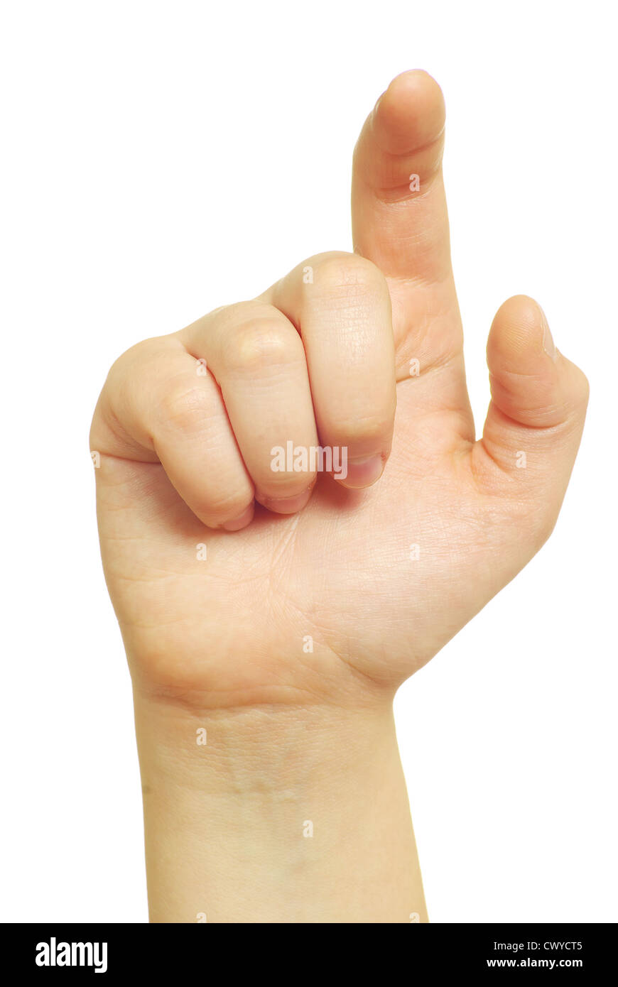 hand touching screen isolated on a white Stock Photo - Alamy