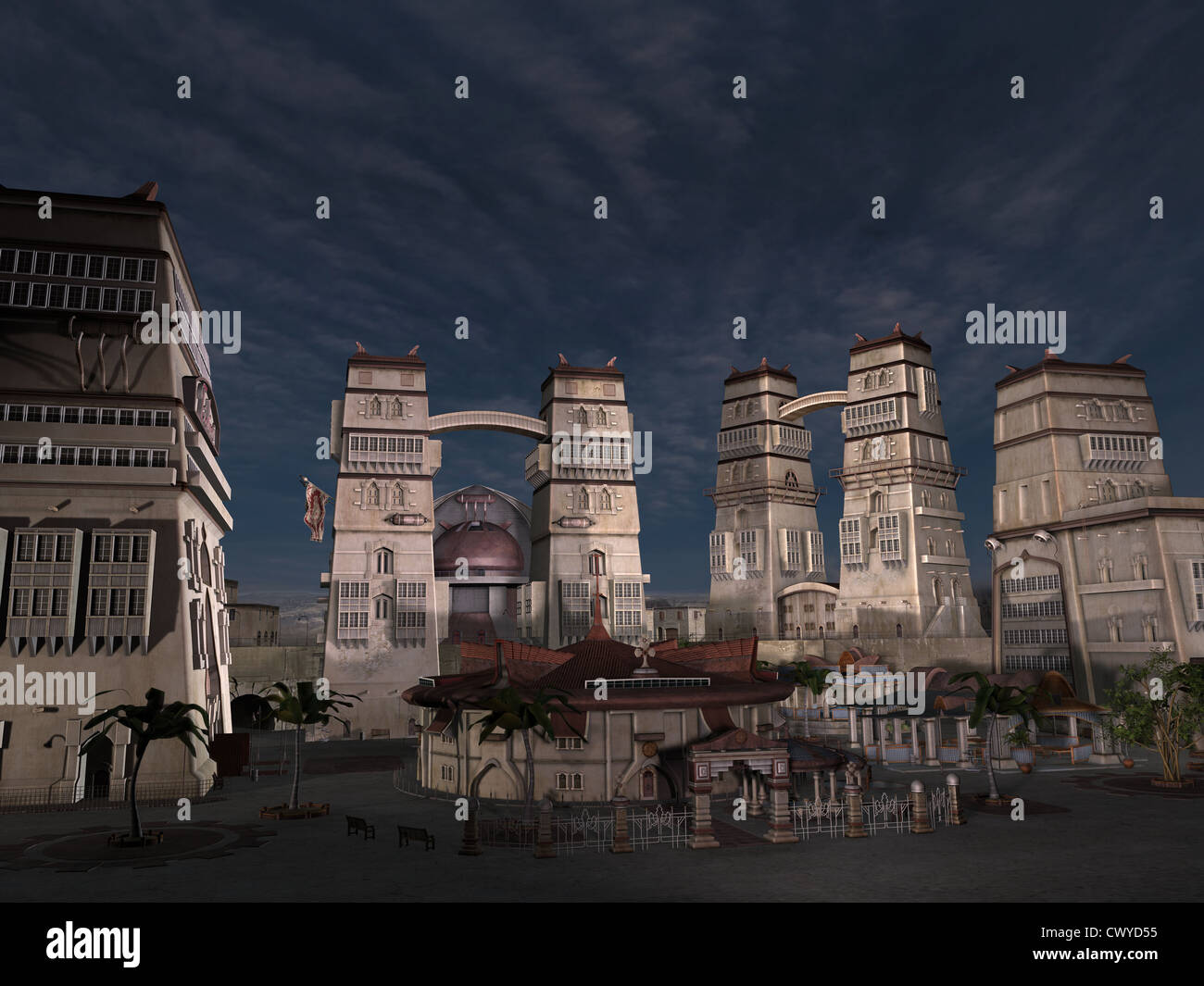 3D rendered fantasy ancient city with monuments Stock Photo - Alamy