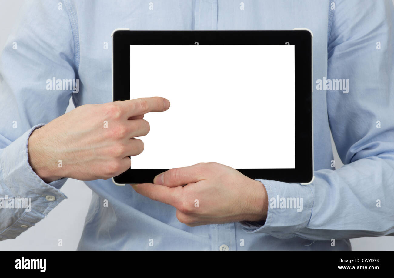 hands holding the tablet computer Stock Photo - Alamy