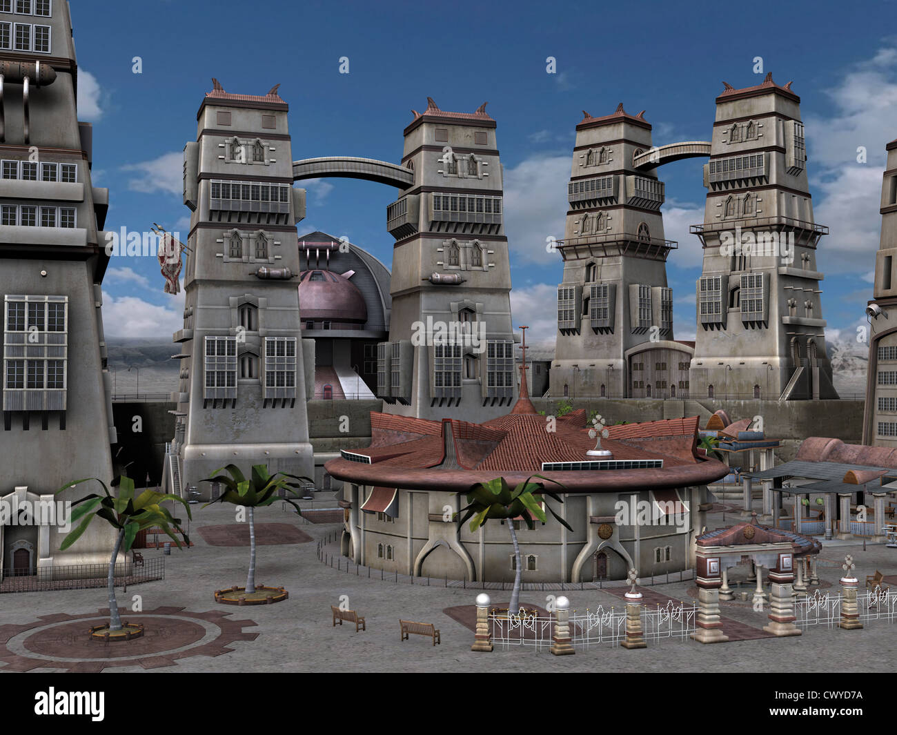 3D rendered fantasy ancient city with monuments Stock Photo - Alamy
