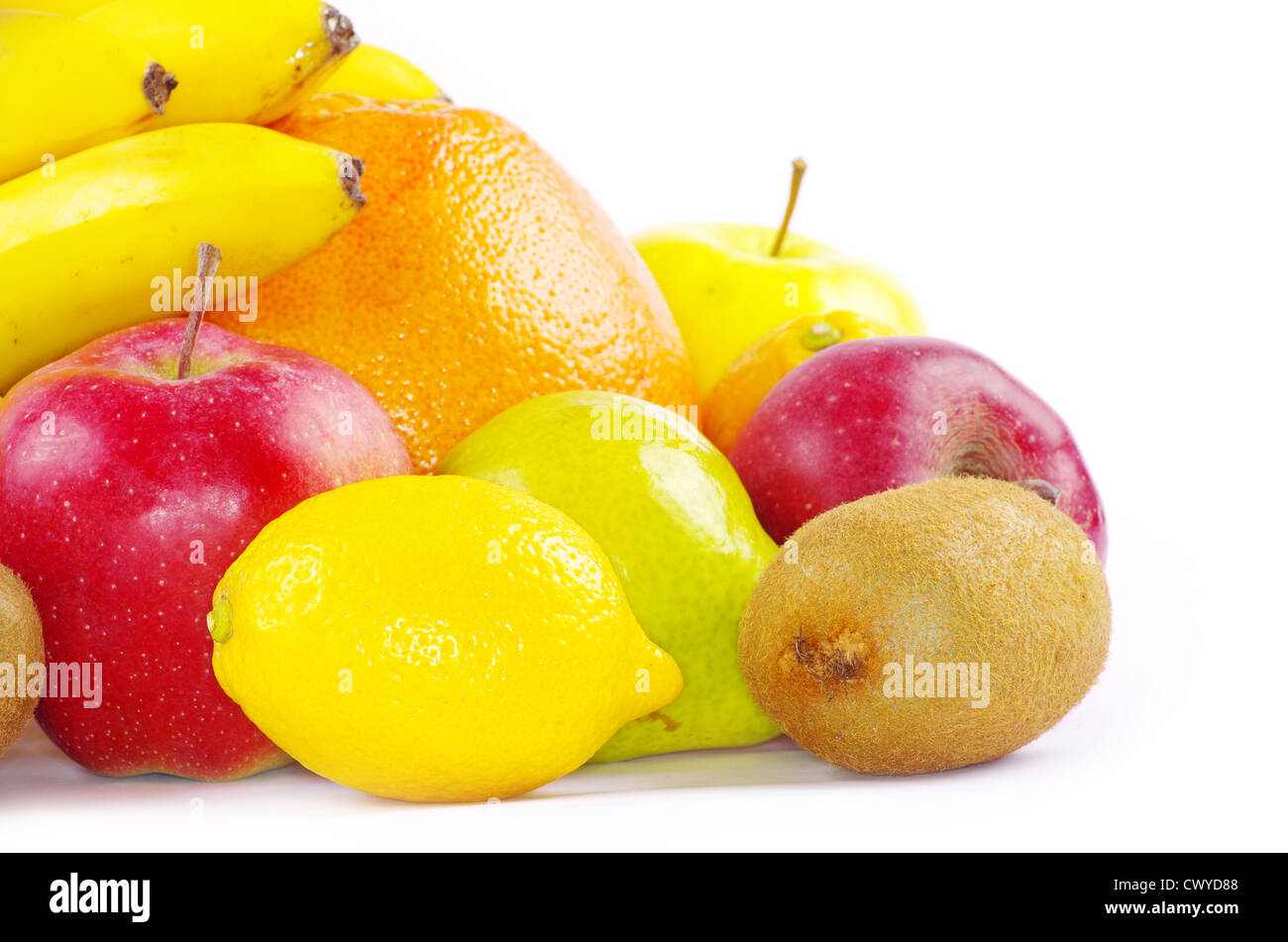 Composition with fruits isolated on white Stock Photo - Alamy