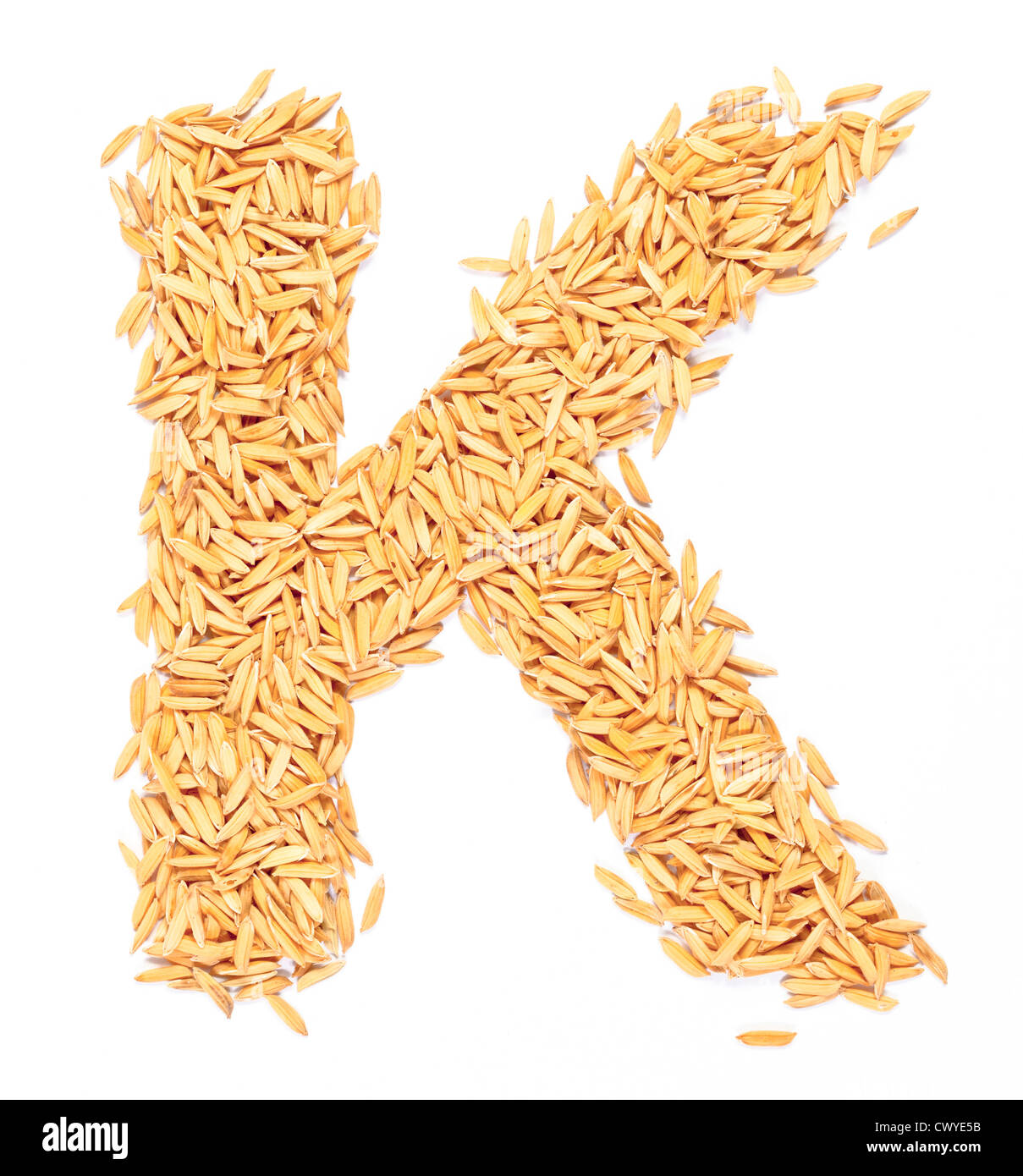 k, alphabet,Letter from Paddy rice on white Stock Photo - Alamy
