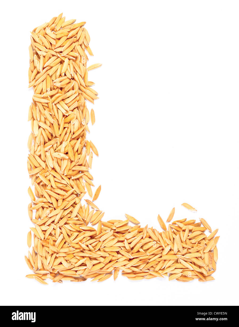 l, alphabet,Letter from Paddy rice on white Stock Photo - Alamy