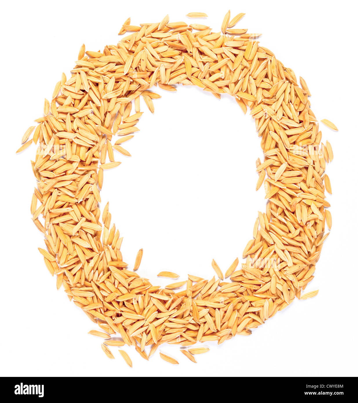 o, alphabet,Letter from Paddy rice on white Stock Photo - Alamy