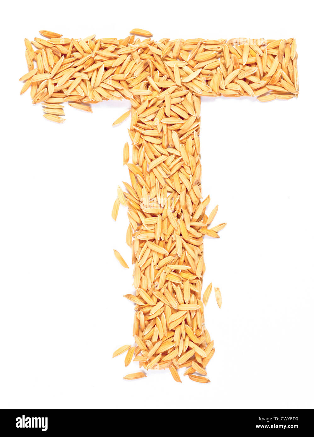 t, alphabet,Letter from Paddy rice on white Stock Photo - Alamy