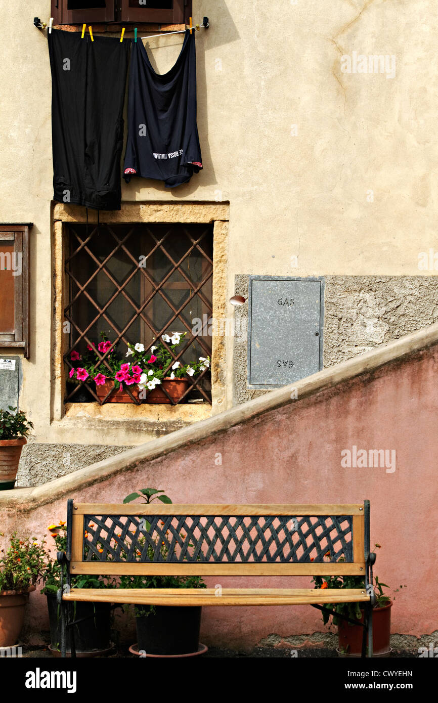 Italian village architecture street detail, Guardistallo Tuscany Italy ...