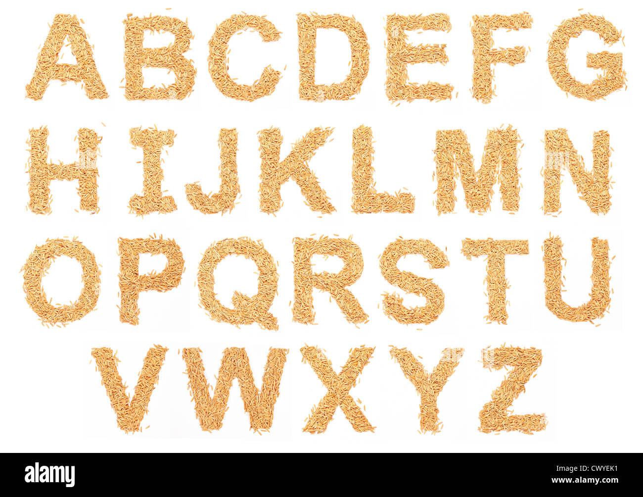 abc, alphabet,Letter from Paddy rice on white Stock Photo - Alamy