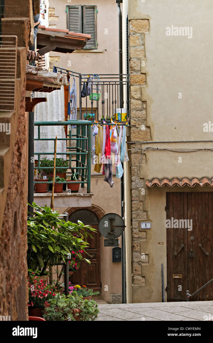 Italian village architecture street detail, Guardistallo Tuscany Italy ...