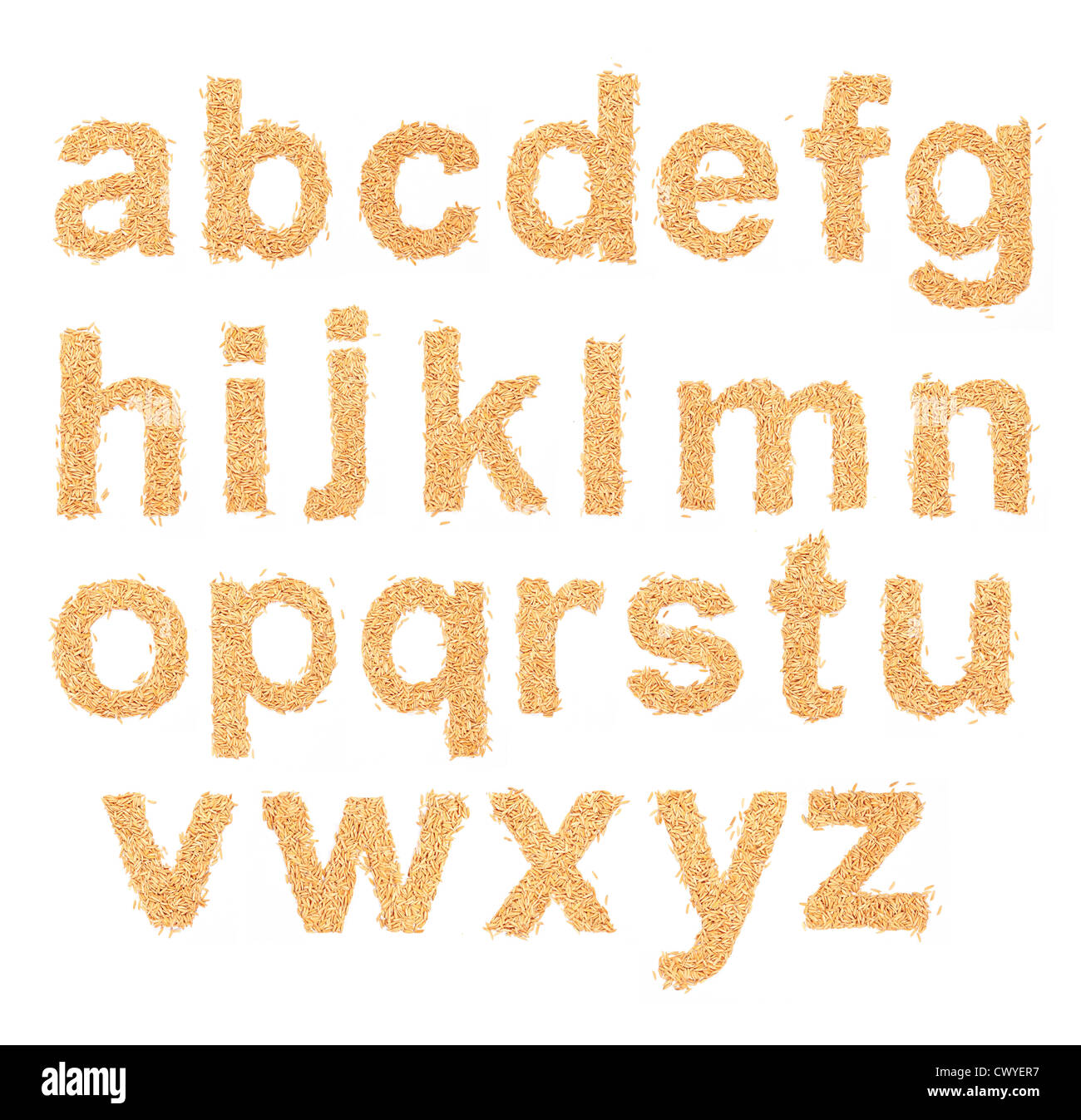 abc, alphabet,Letter from Paddy rice on white Stock Photo - Alamy