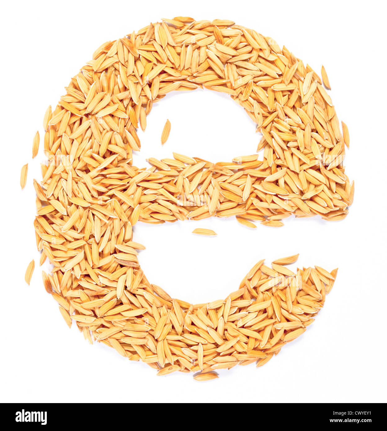 e, alphabet,Letter from Paddy rice on white Stock Photo - Alamy