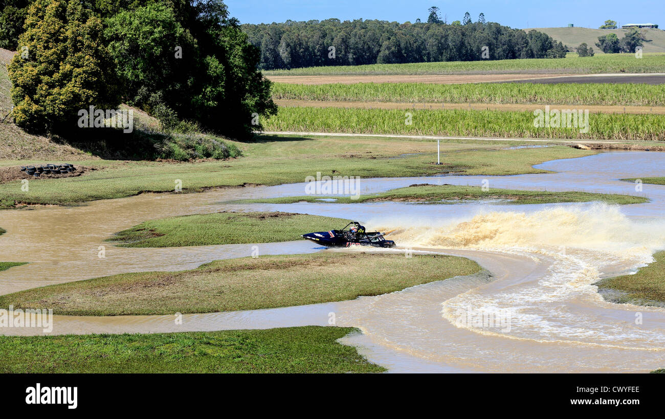 Australian Jet Sprint Boat championship timed sprint runs on enclosed ...
