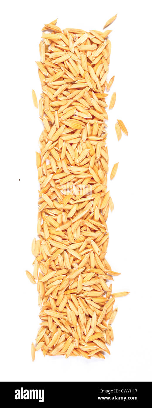 i, alphabet,Letter from Paddy rice on white Stock Photo - Alamy
