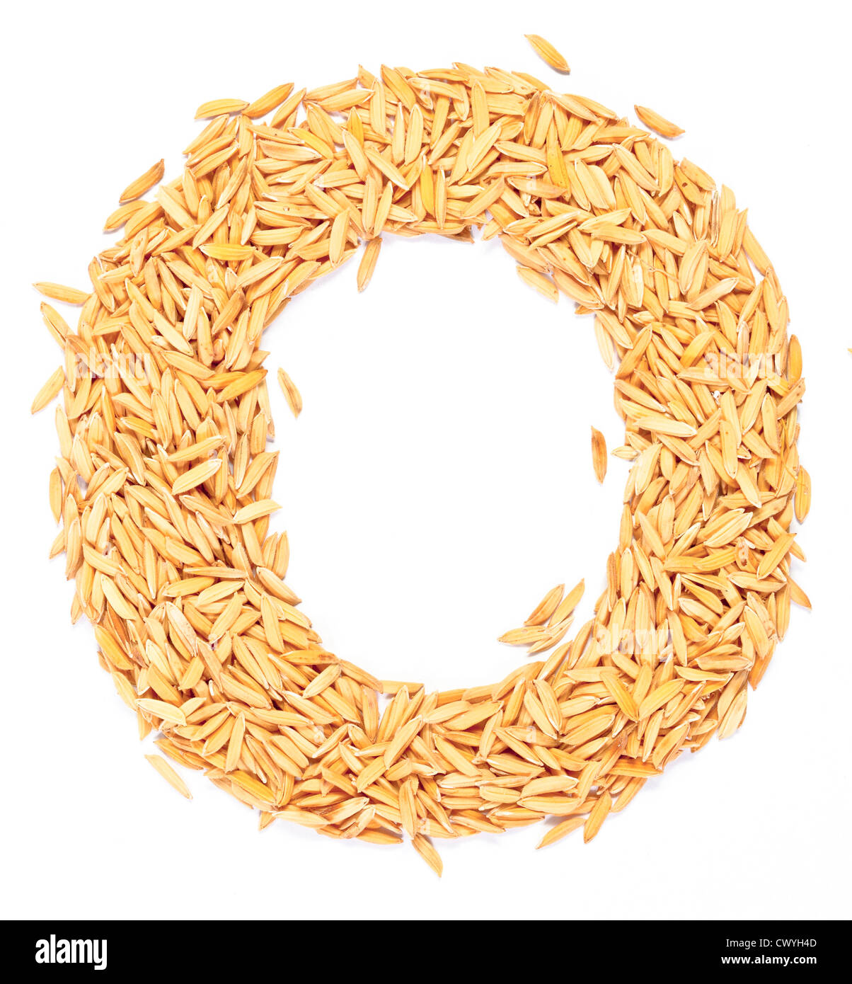 O, alphabet,Letter from Paddy rice on white Stock Photo - Alamy
