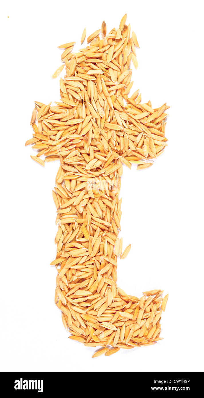 t, alphabet,Letter from Paddy rice on white Stock Photo - Alamy