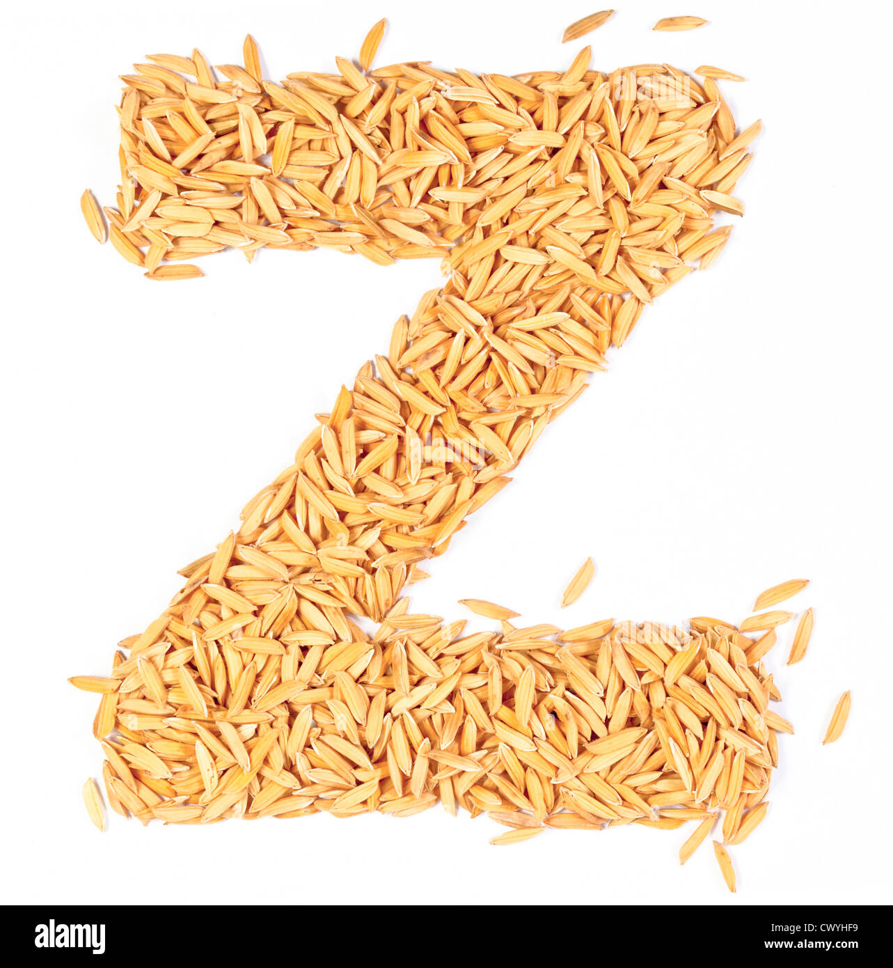 z, alphabet,Letter from Paddy rice on white Stock Photo - Alamy