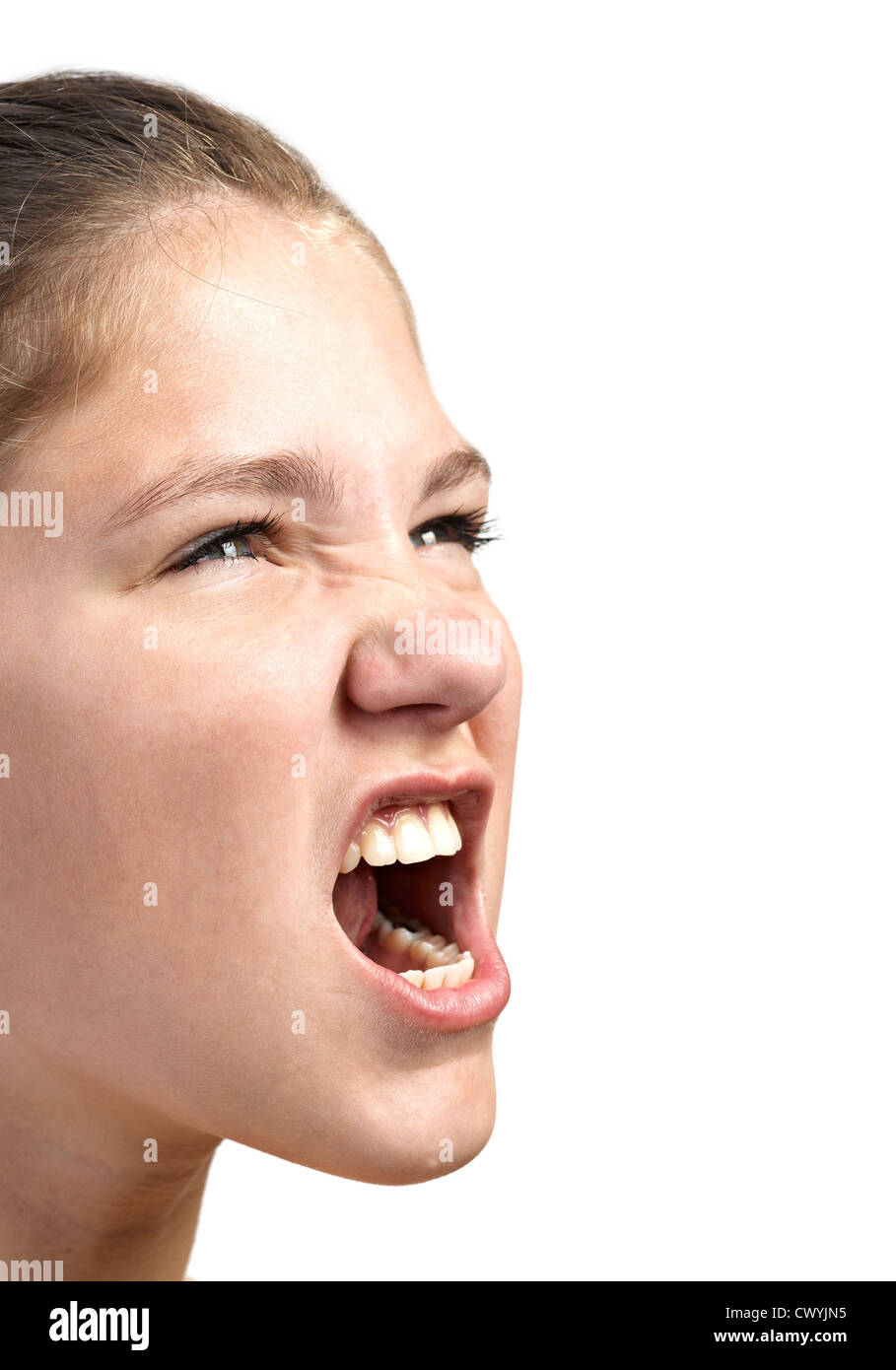 Close-up portrait beautiful angry teenager Stock Photo - Alamy