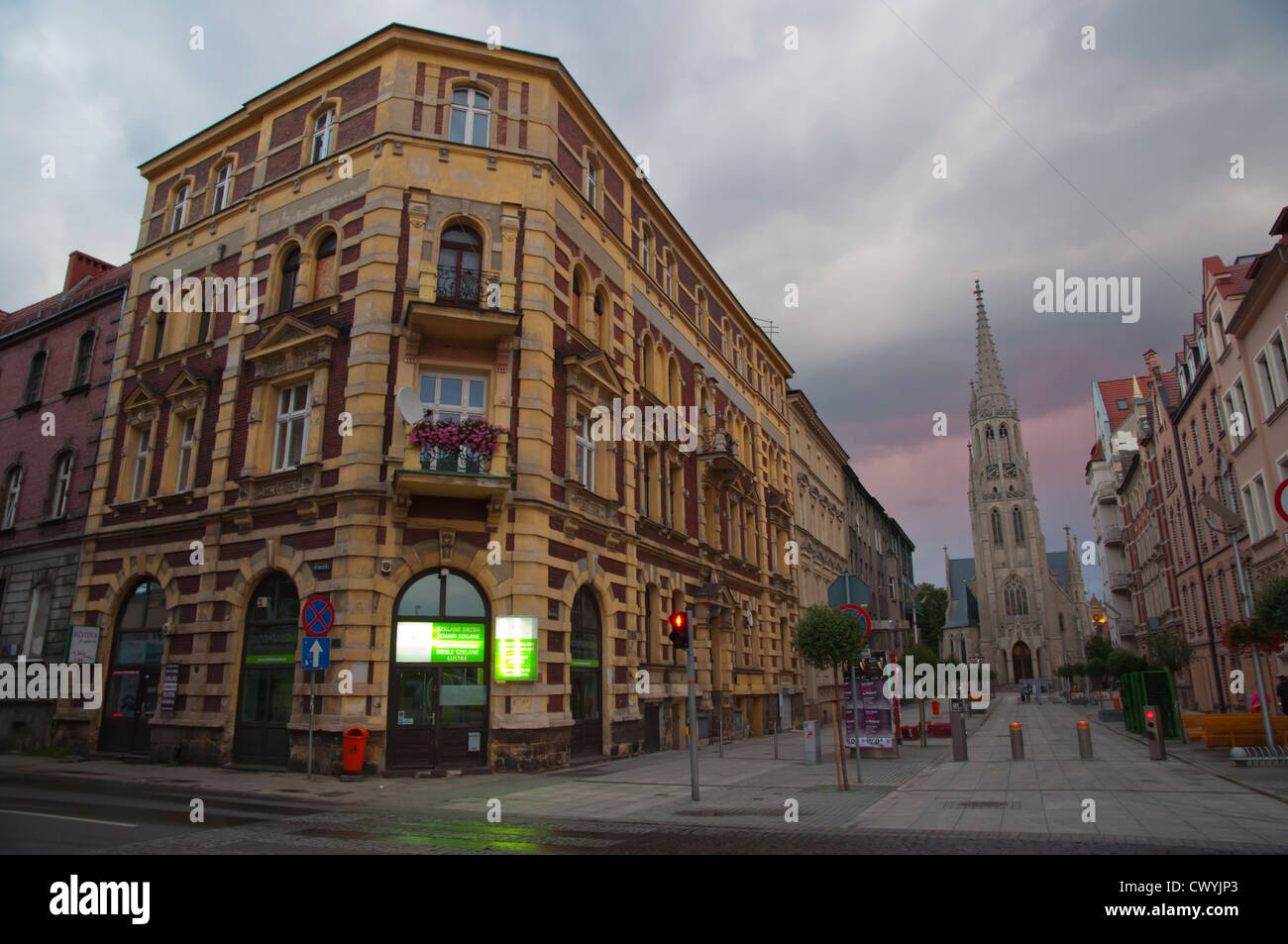 Ulica Mariacka street with 18th century Kościół Mariacki w Katowicach ...