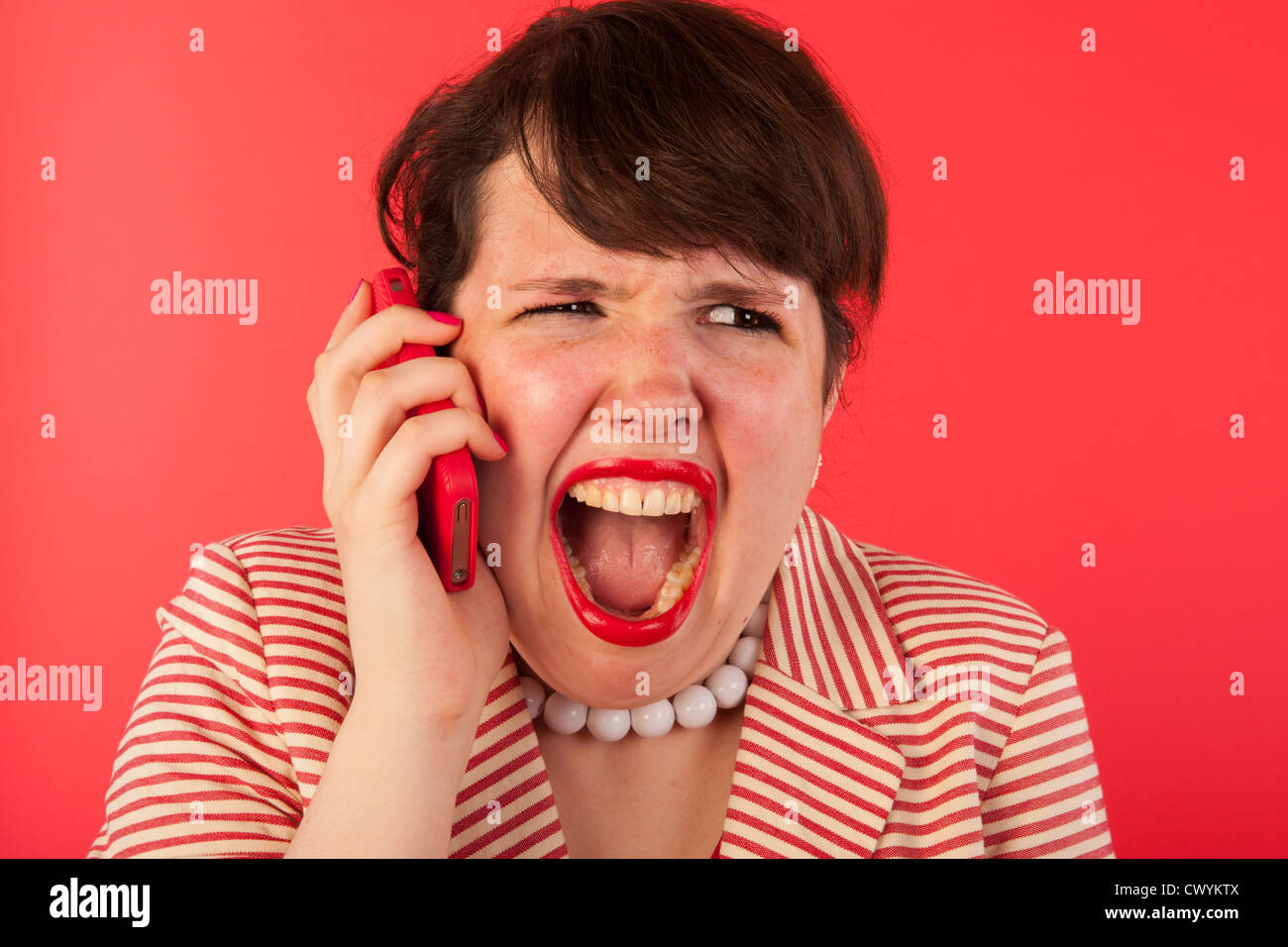 Woman phonecall angry hi-res stock photography and images - Alamy