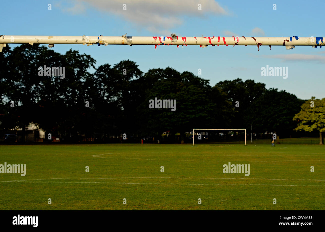 Football crossbar Charlton Park London Uk Stock Photo - Alamy