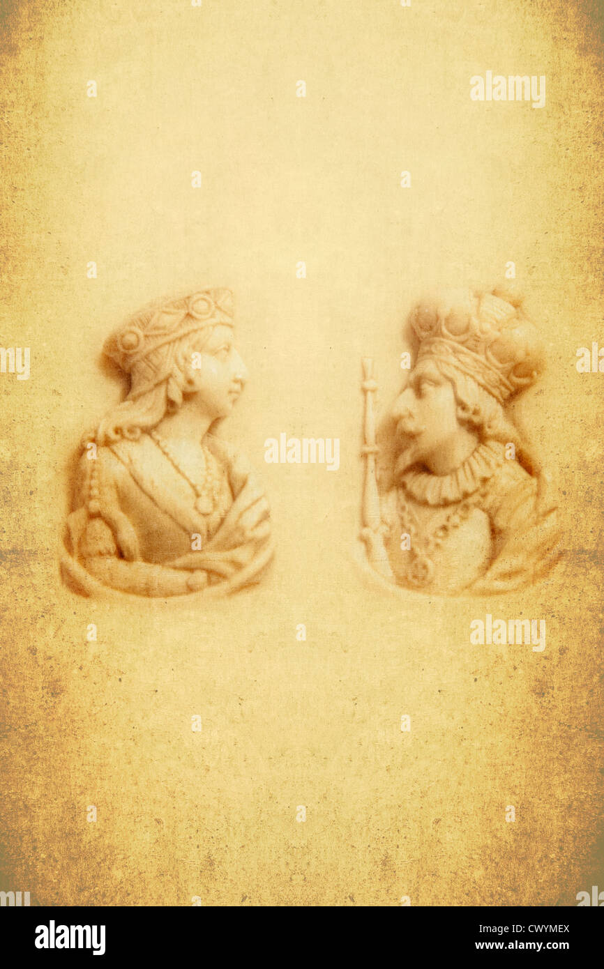 Ivory Portrait Carvings of King and Queen Stock Photo - Alamy