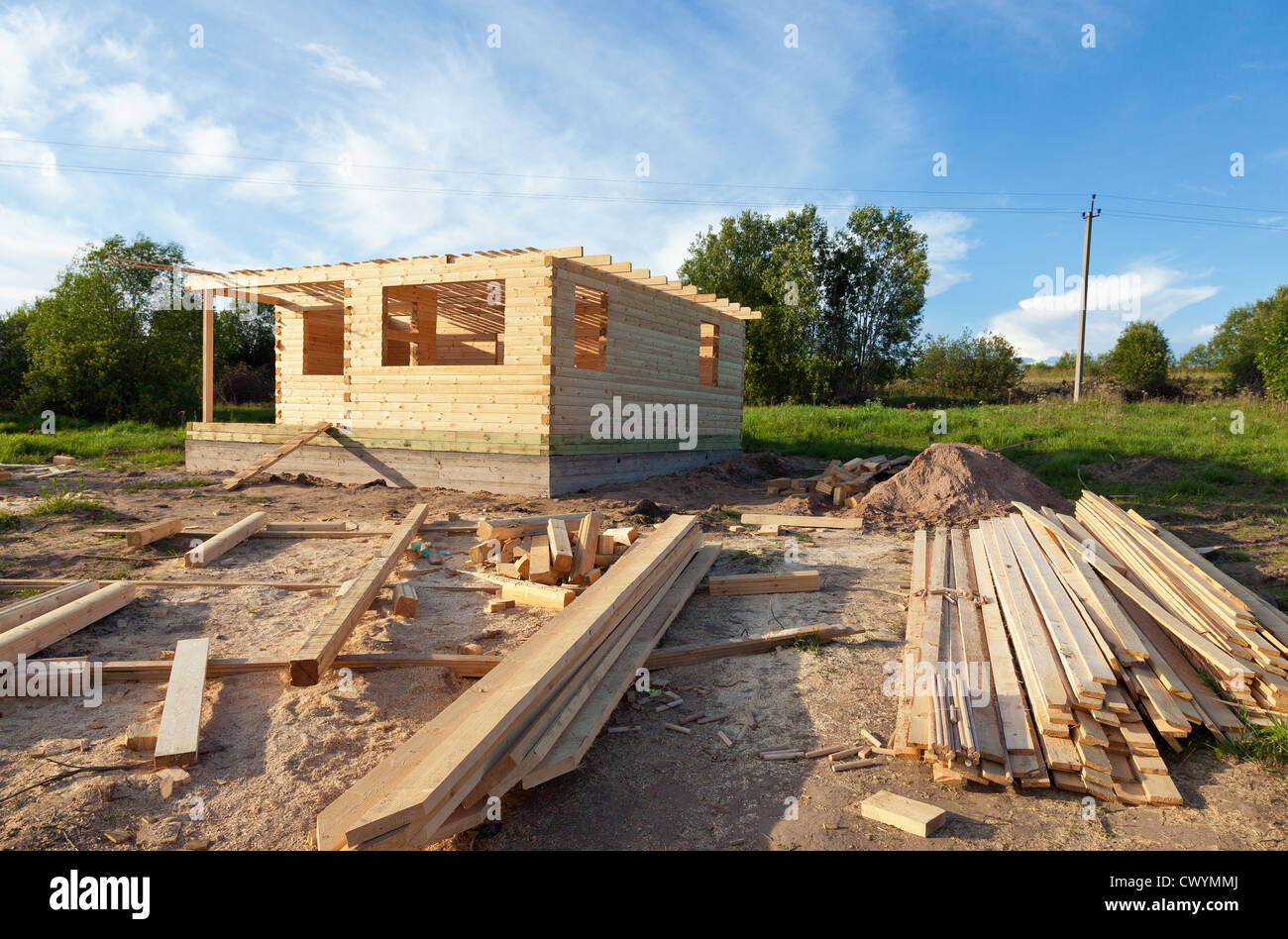 Construction of a new wooden house Stock Photo - Alamy