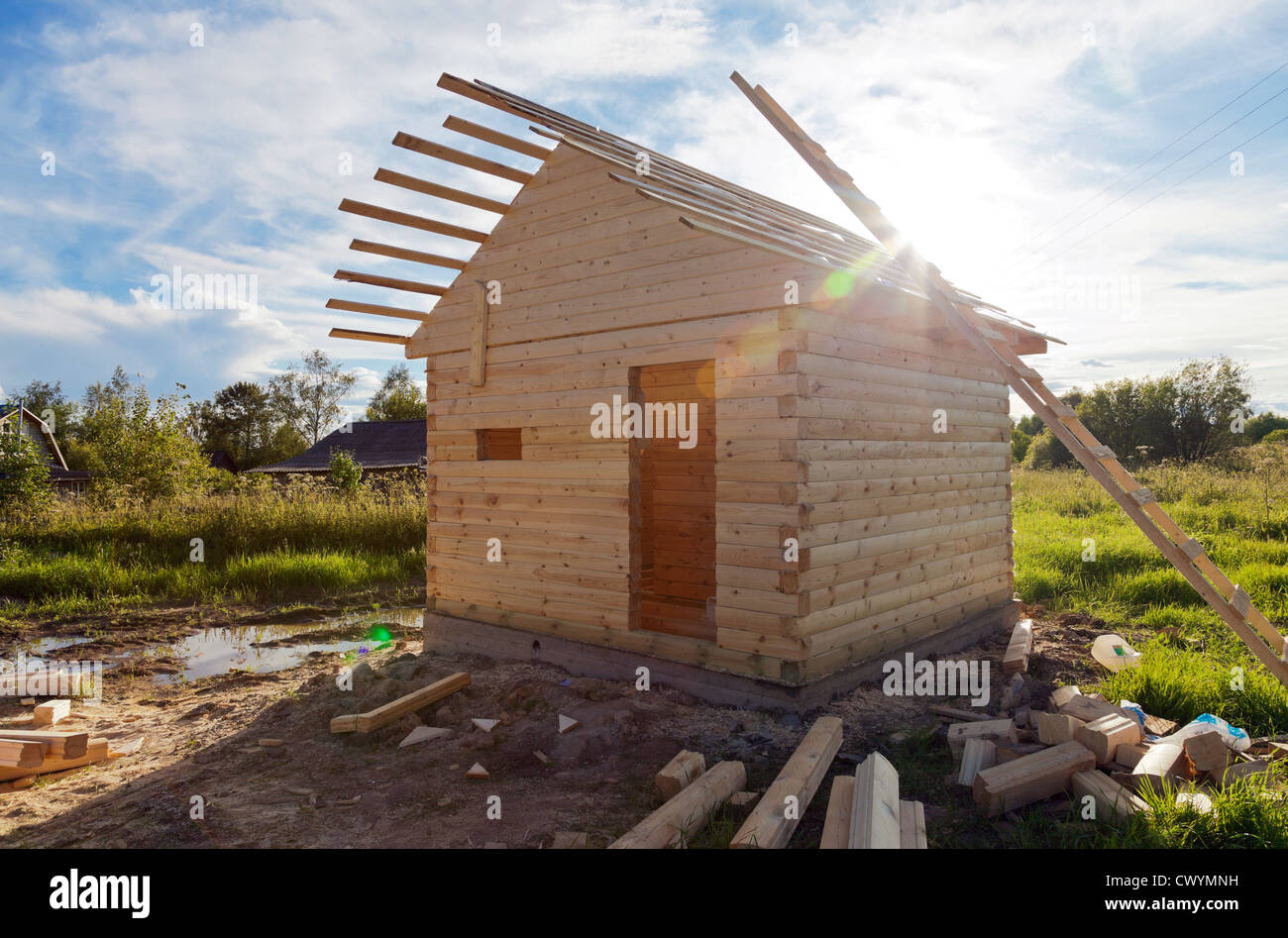 Construction of a new wooden house Stock Photo - Alamy